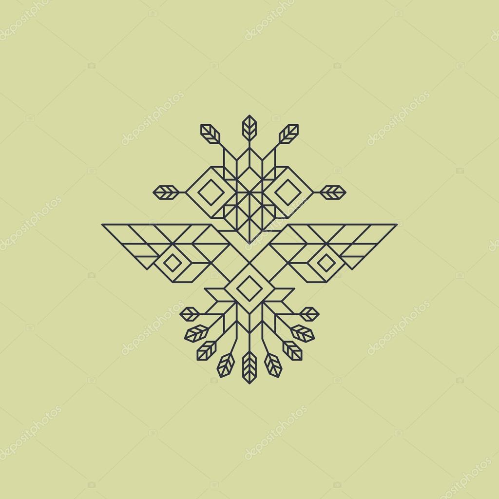 Símbolo de búho tribal. Búho adornado símbolo en estilo tribal ...