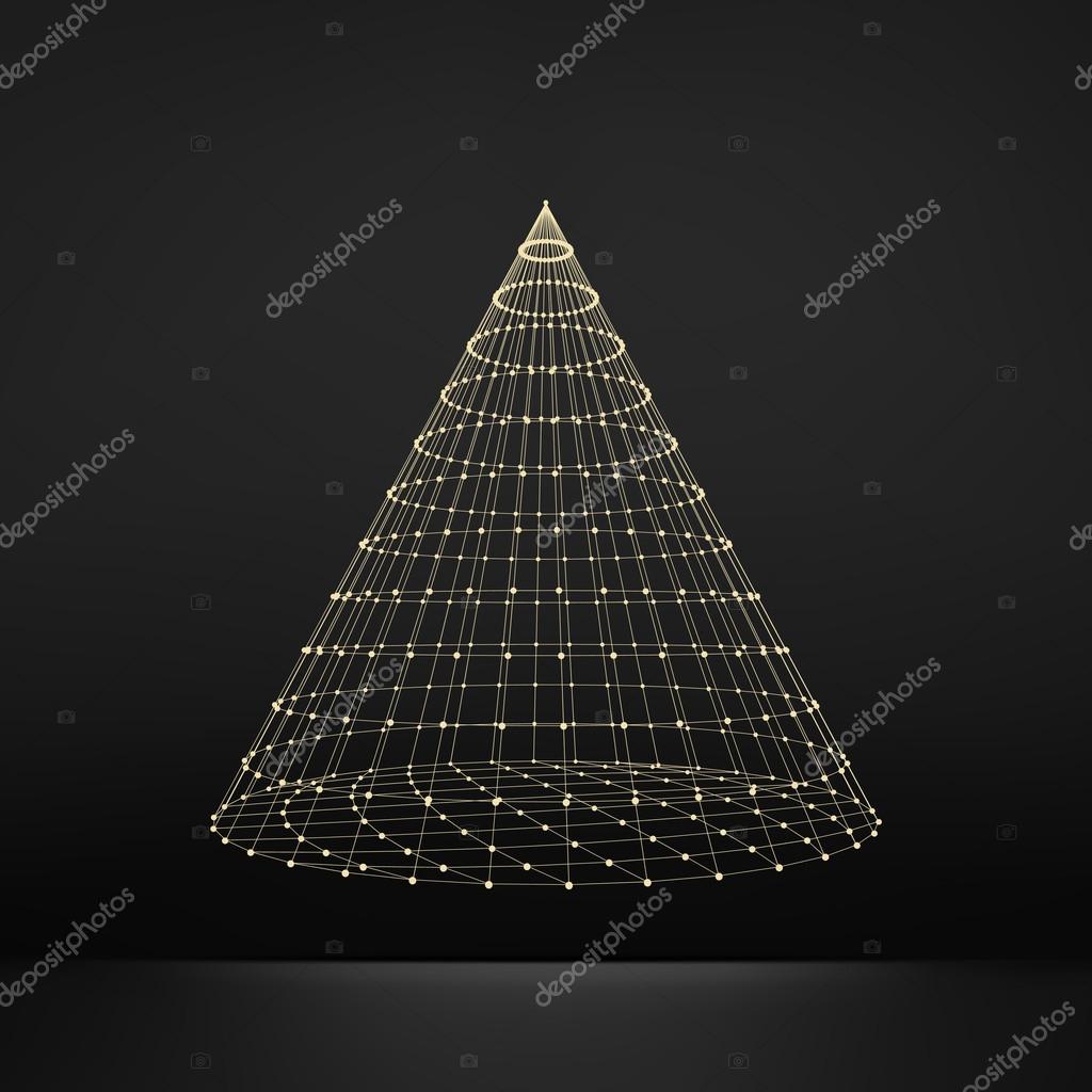 Cone with Connected Lines and Dots. Abstract 3D Connection Structure ...
