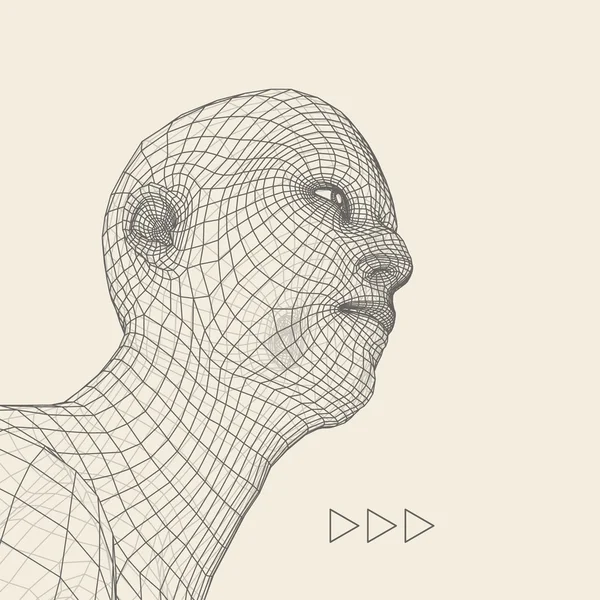 Head of the Person from a 3d Grid. Human Head Wire Model. Human Polygon ...