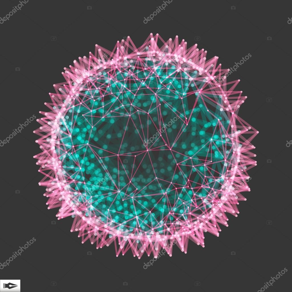Sphere with Connected Lines and Dots. Glowing Grid. Connection ...
