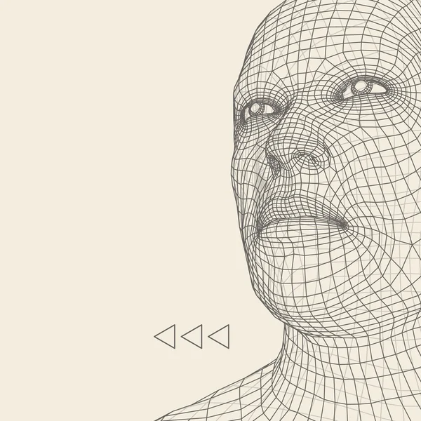Head of the Person from a 3d Grid. Human Head Wire Model. Human Polygon ...