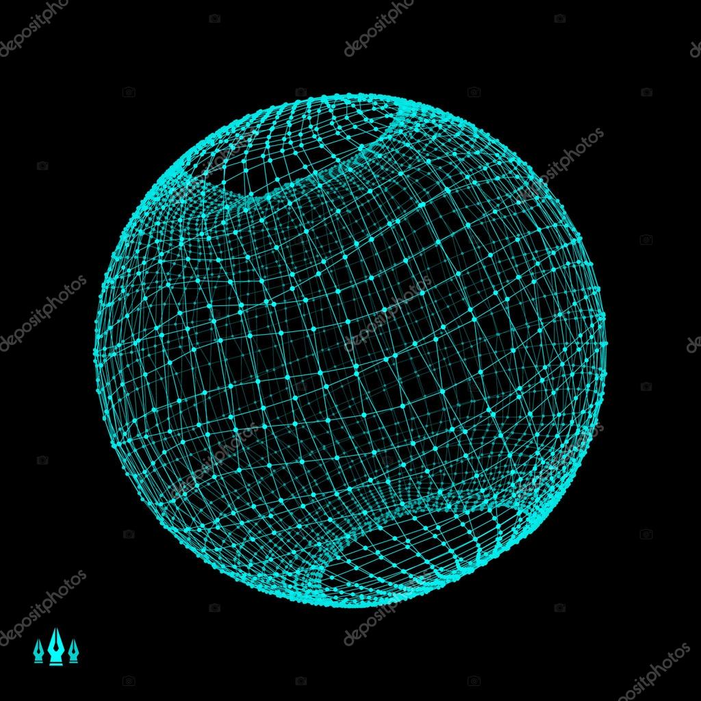 Sphere with Connected Lines and Dots. Global Digital Connections. Globe ...