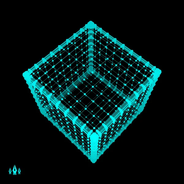 Cube. Molecular lattice. Connection structure. 3d Vector Illustration ...