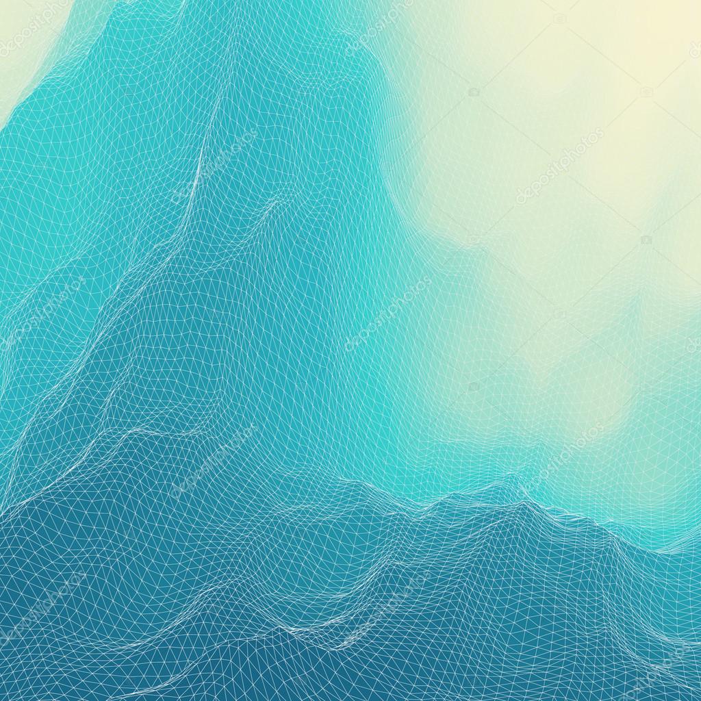 Water Surface. Wavy Grid Background. Mosaic. 3d Vector Illustration ...