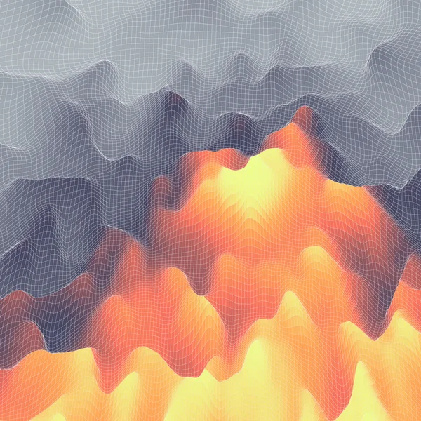 Fire and smoke. Mosaic. 3d perspective grid background texture ...