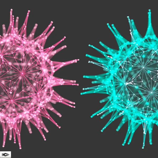 Sphere with Connected Lines and Dots. Glowing Grid. Connection ...