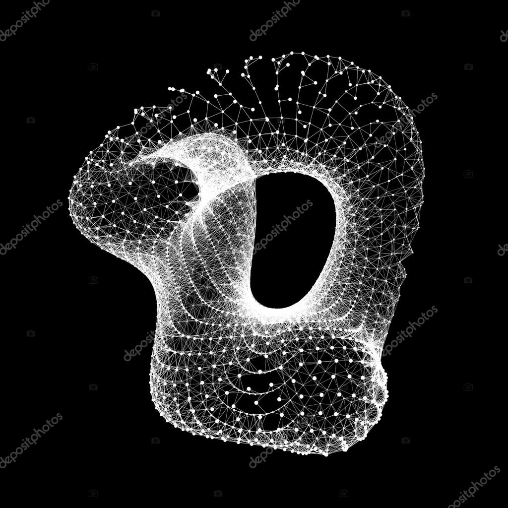 Wireframe Object with Lines and Dots. Abstract 3D Connection Structure. Geometric Shape for ...