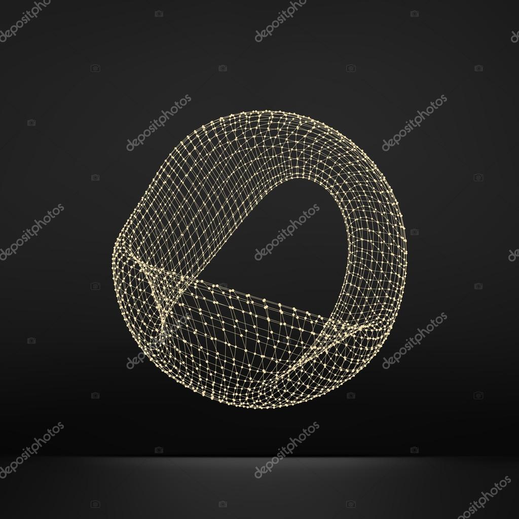 Wireframe Object with Lines and Dots. Abstract 3D Connection Structure. Geometric Shape for ...