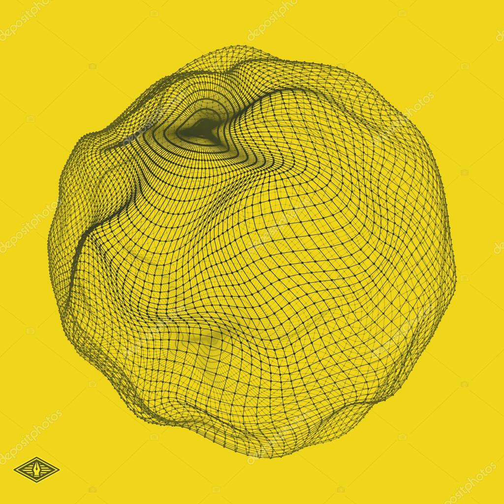 Wireframe Object With Lines And Dots Abstract 3d Connection Structure Technology Style Stock