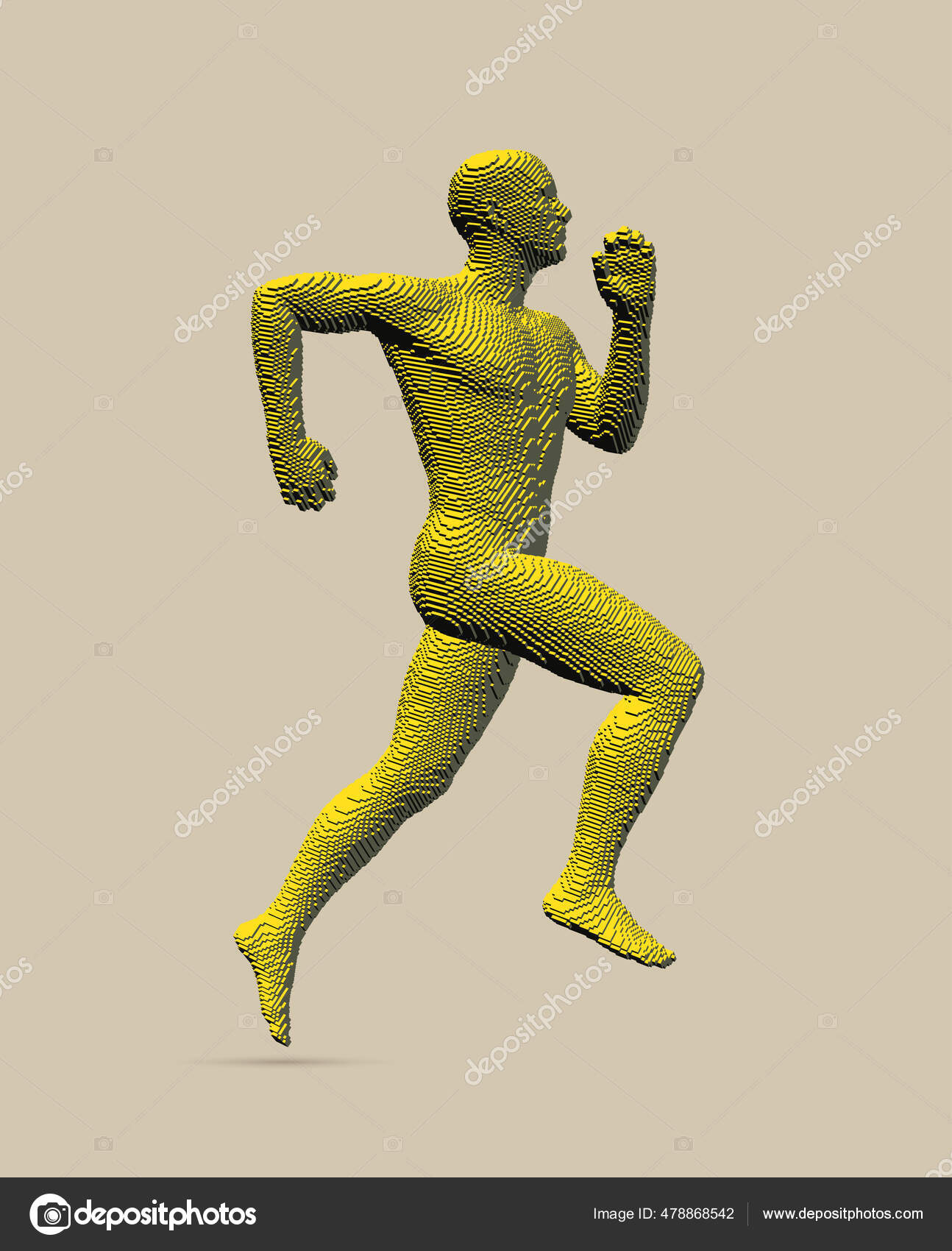 Running Man Constructing Cubes Marathon Runner Human Body Model Design ...