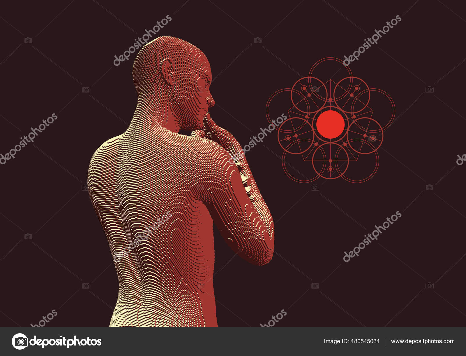 Idea Innovation Concept Man Scientist Thinking Reflect Future Digital ...