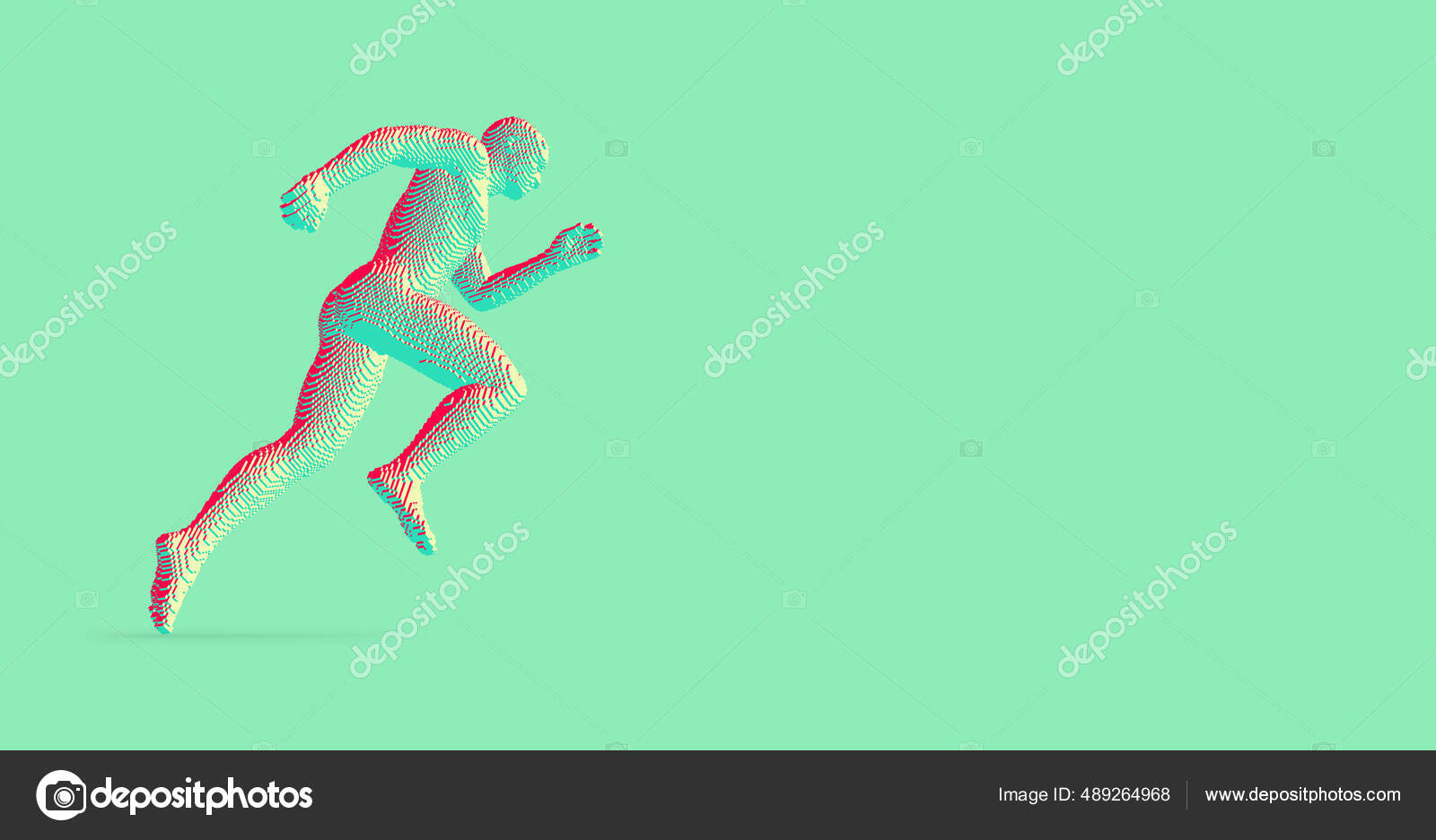 Running Man Constructing Cubes Marathon Runner Human Body Model Design ...