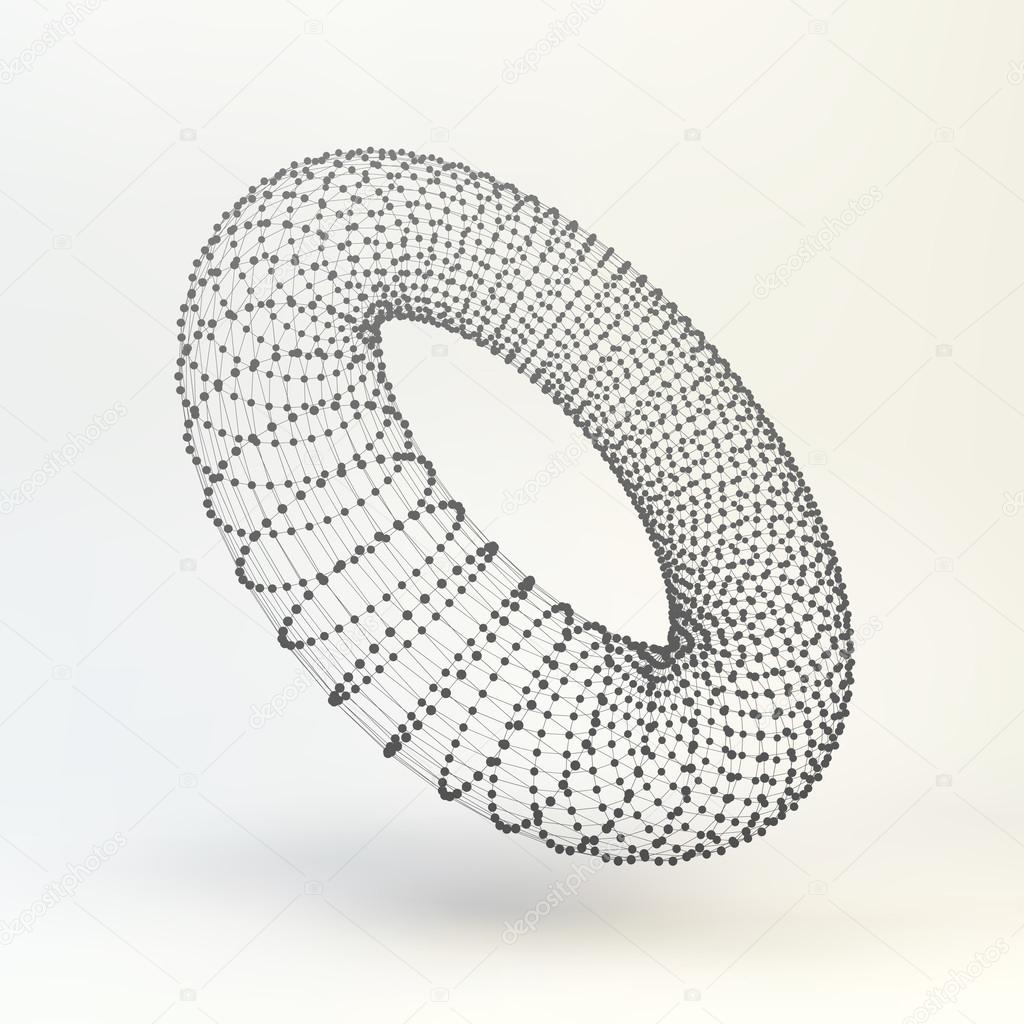 Torus. Molecular lattice. Connection structure. 3d Vector Illustration ...