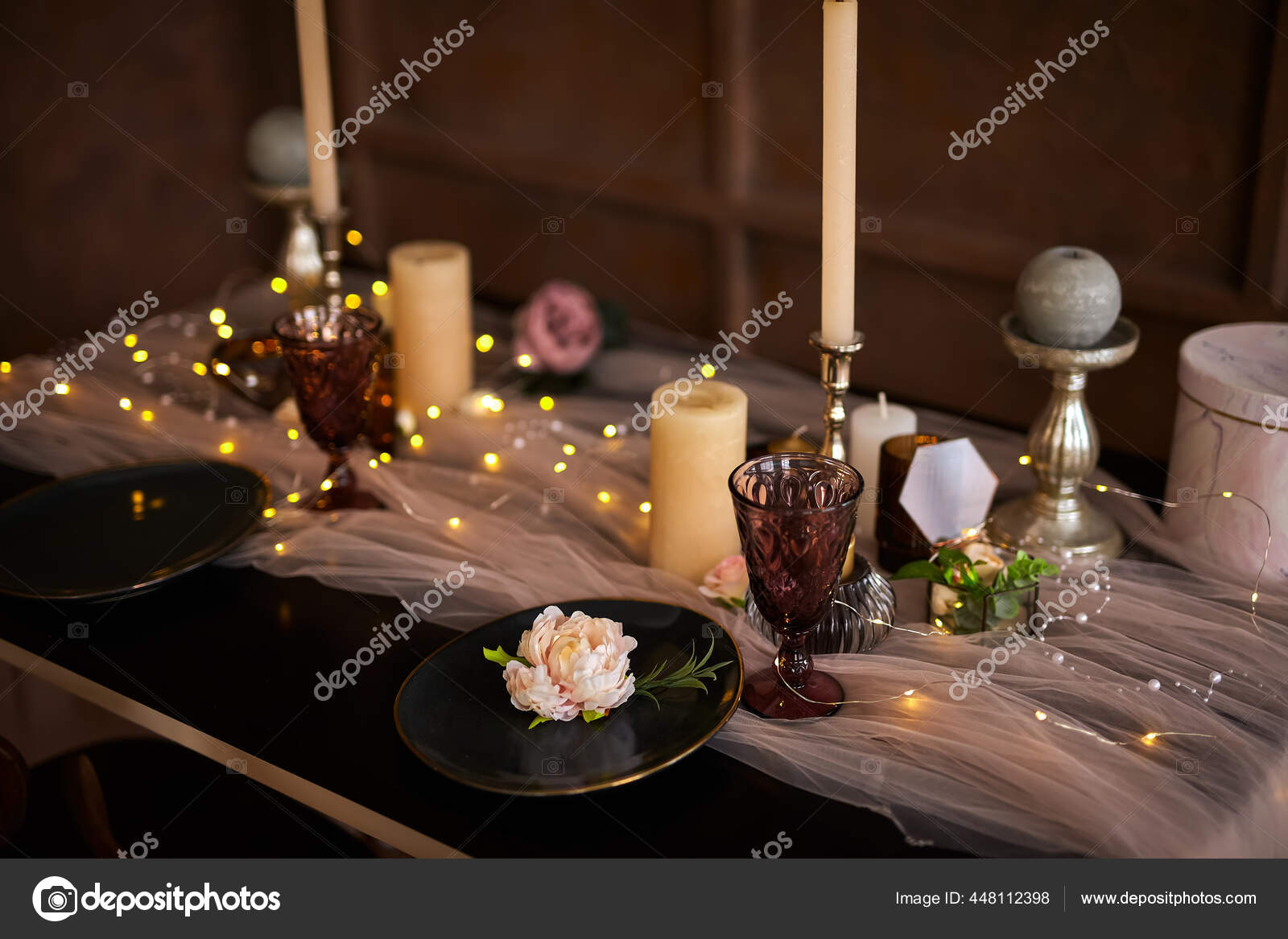 Romantic Wedding Dinner Setup Holiday Table Setting Brown Pink Gold ...