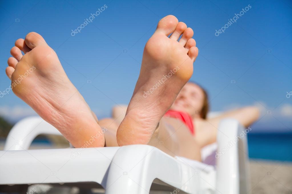 Woman Rest on the beach ⬇ Stock Photo, Image by © yanlev #68182677