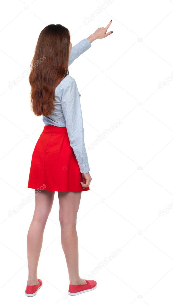Back view of pointing woman. beautiful girl. Stock Photo by ©ghoststone ...