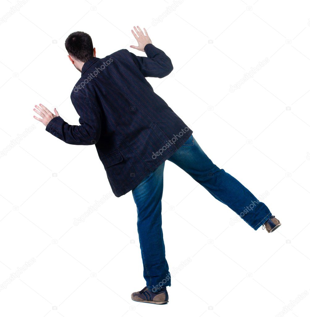 Balancing young man in jacket. Rear view. Stock Photo by ©ghoststone ... Balancing young man in jacket. Rear view. Stock Photo by ©ghoststone ...