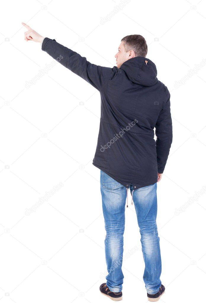 Back view of pointing young men in parka. Stock Photo by ©ghoststone ...