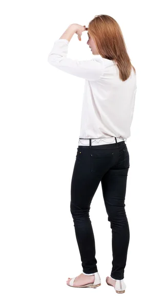 Pointing up woman back view — Stock Photo © ghoststone #52936187