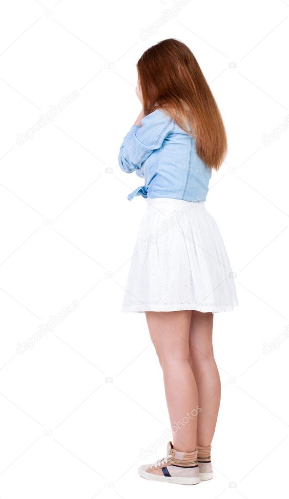 Standing sad woman back view — Stock Photo © ghoststone #52625865