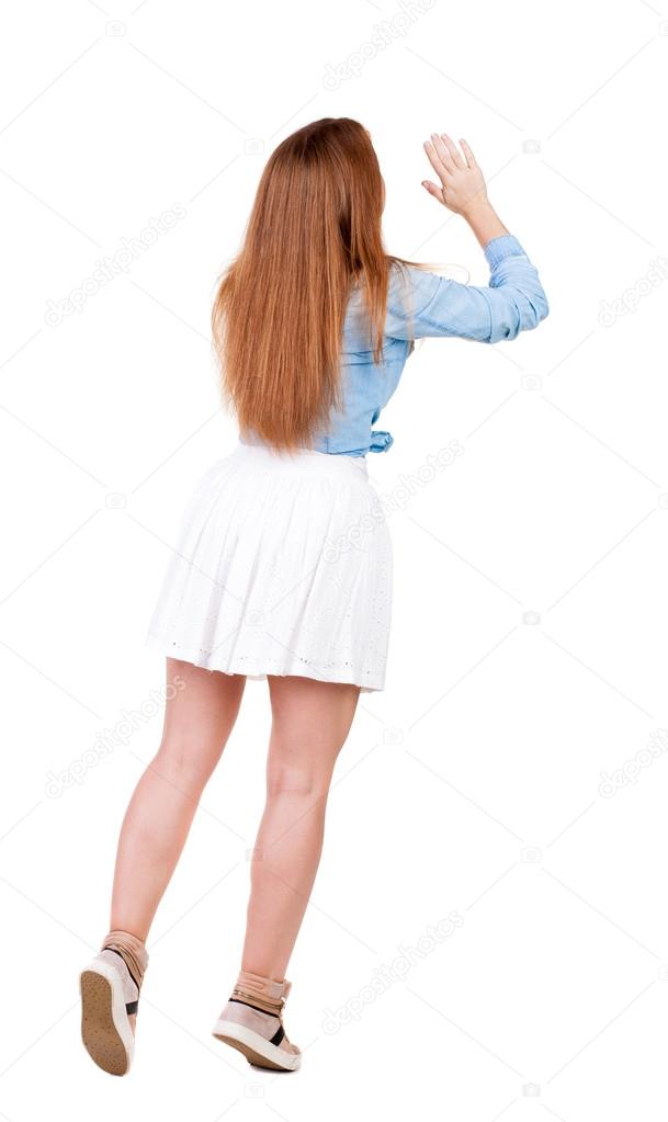 Back view of standing young beautiful woman. Stock Photo by ©ghoststone ...