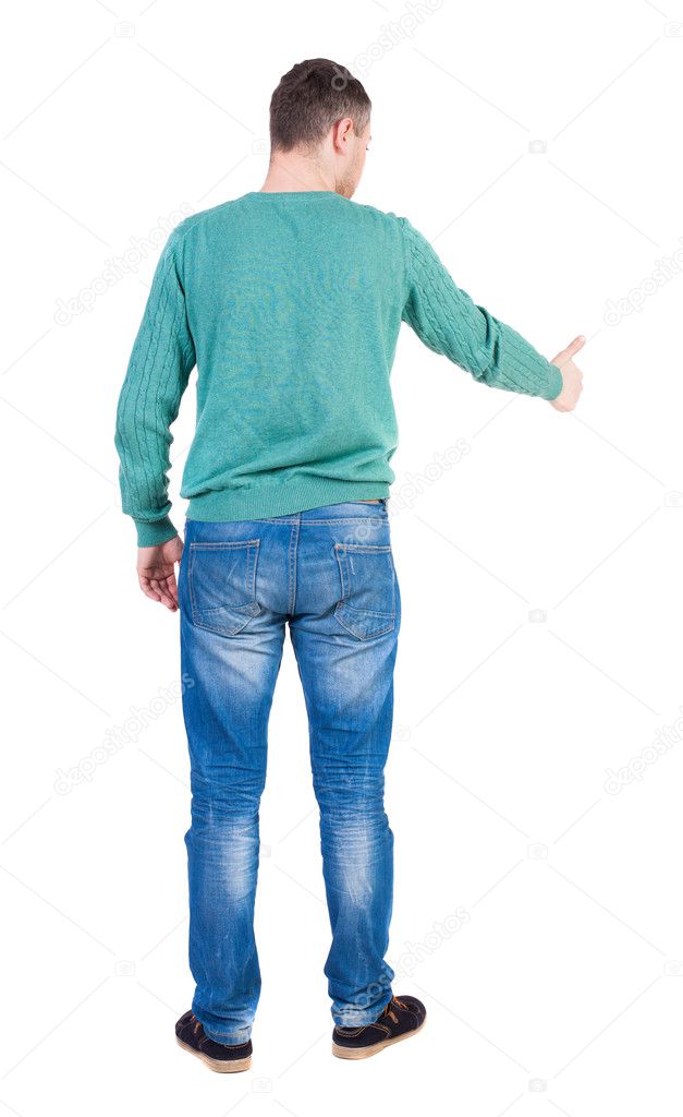 Back view of man thumbs up. Stock Photo by ©ghoststone 73132991