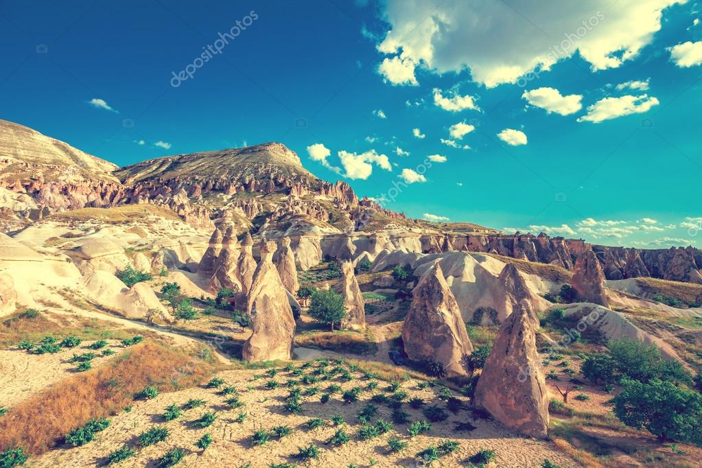 Spectacular rocks formations in Cappadocia Stock Photo by ©goinyk 98738716
