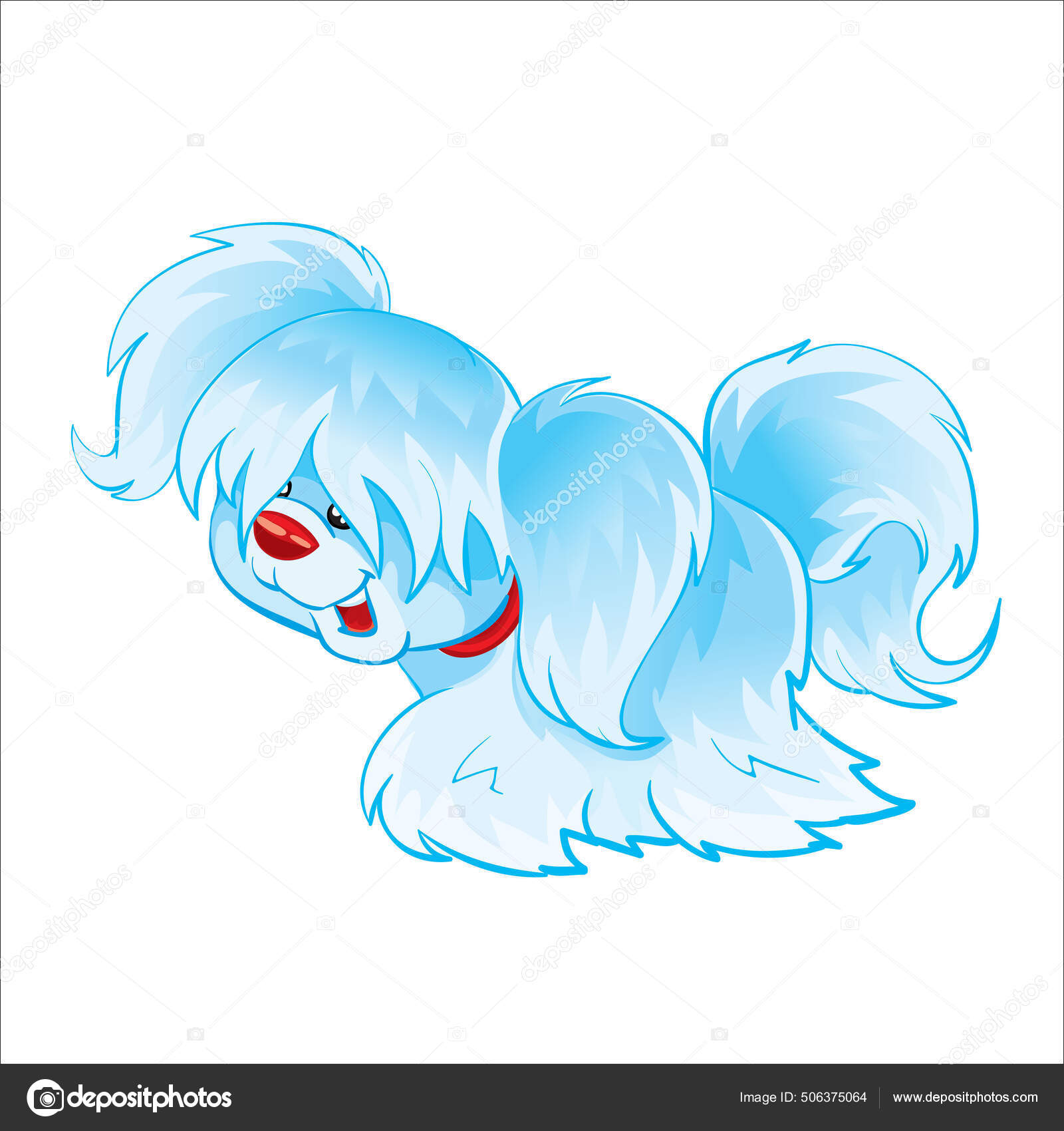 Fluffy Funny Blue Color Dog Isolated Object White Background Cartoon ...