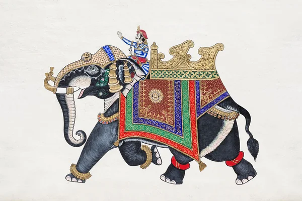 Man riding an elephant, wall painting – Stock Editorial Photo © David ...