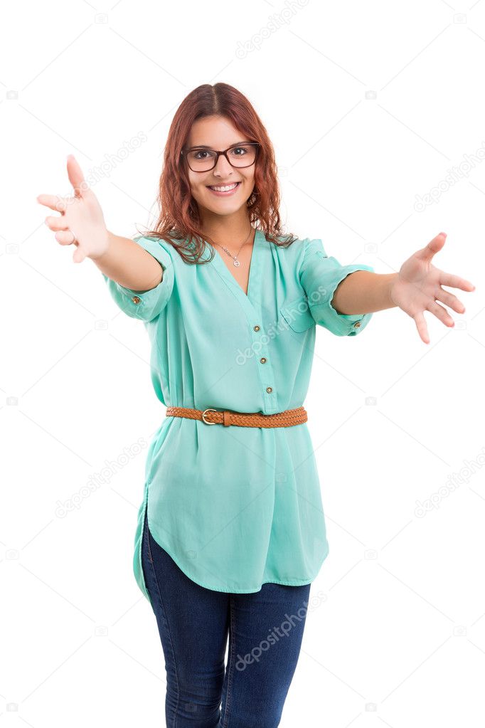 Young woman offering a hug — Stock Photo © hsfelix #91718854