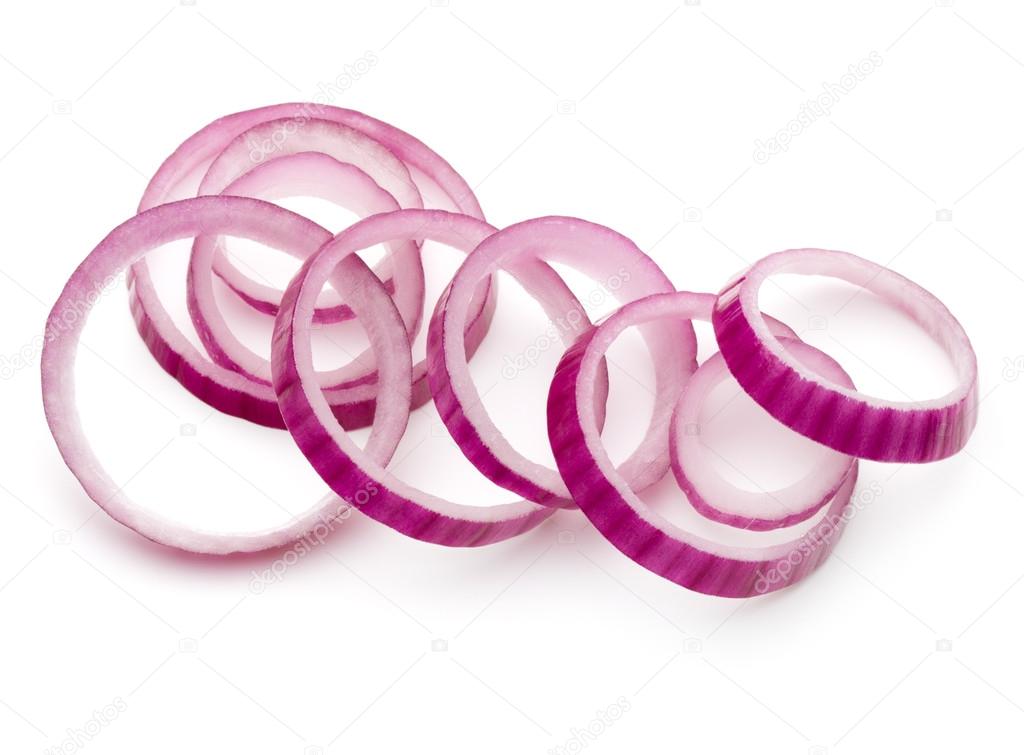 tranches de rondelles d'oignon rouge — Photographie natika © #55959057