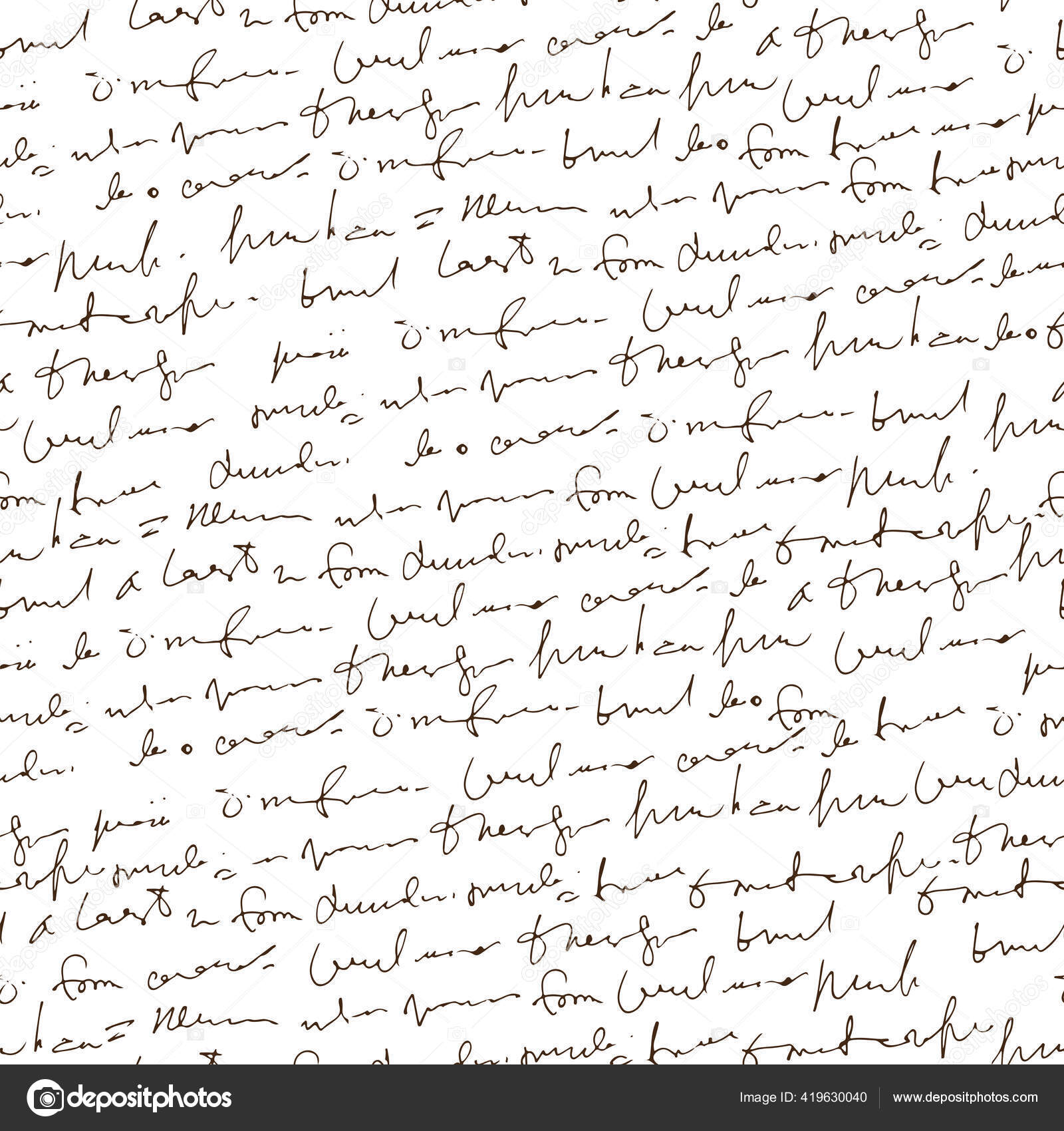 Handwritten Abstract Text Scribbles Vector Seamless Pattern Vector Monochrome Script Stock ...