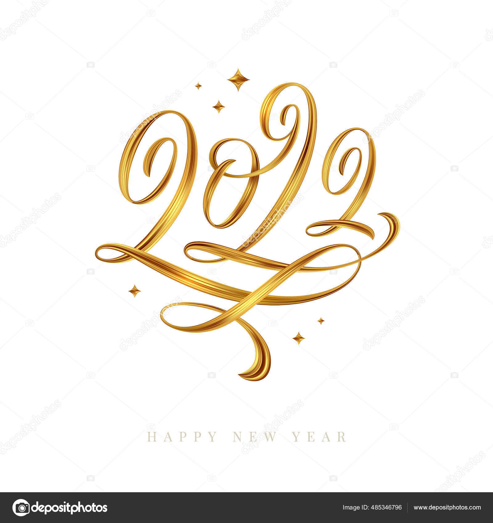 2022 Logo Lettering Calligraphy Golden Paint Brushstroke Golden New ...