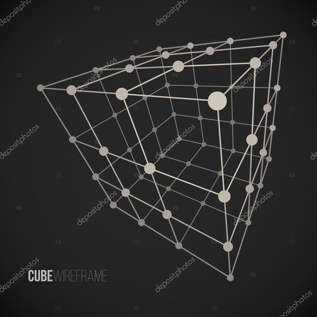 Wireframe Mesh Cube — Stock Vector © jakegfx #111574568