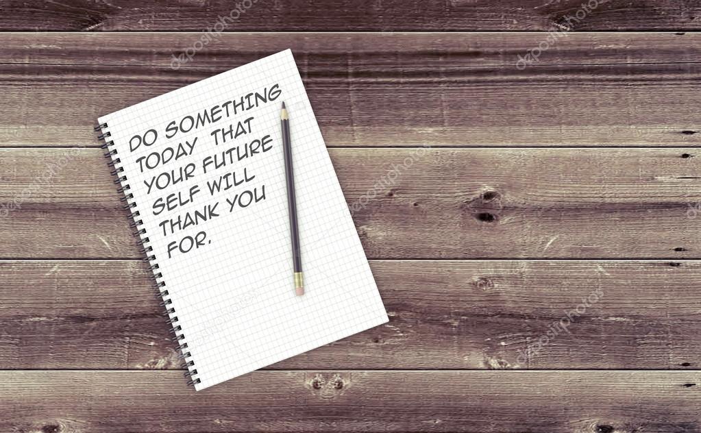 Inspirational quote on notepad. — Stock Photo © zzoplanet #87377862