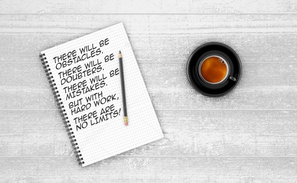 Inspirational quote on notepad. — Stock Photo © zzoplanet #87377924