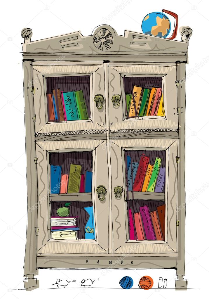 Bookcase - interior - cartoon Stock Vector by ©iralu1 88310562