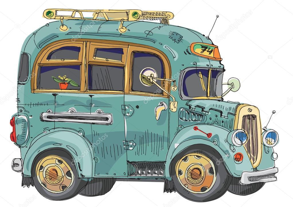 Vintage bus - cartoon Stock Vector Image by ©iralu1 #88310996