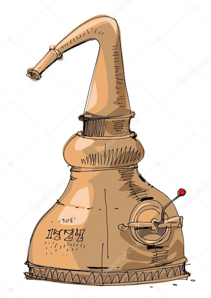 Vector: whisky still | Copper whisky distillery still — Stock Vector ...