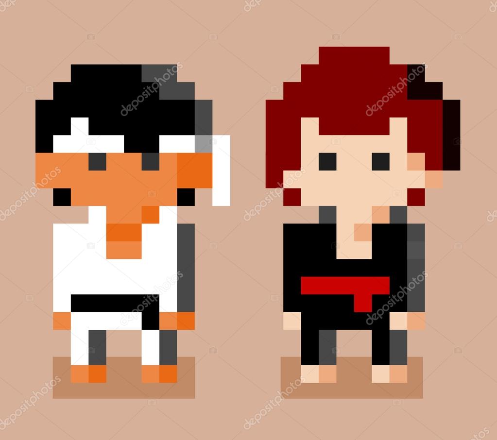 Karate Fighters. Pixel arte vector, gráfico vectorial © sukmaraga ...