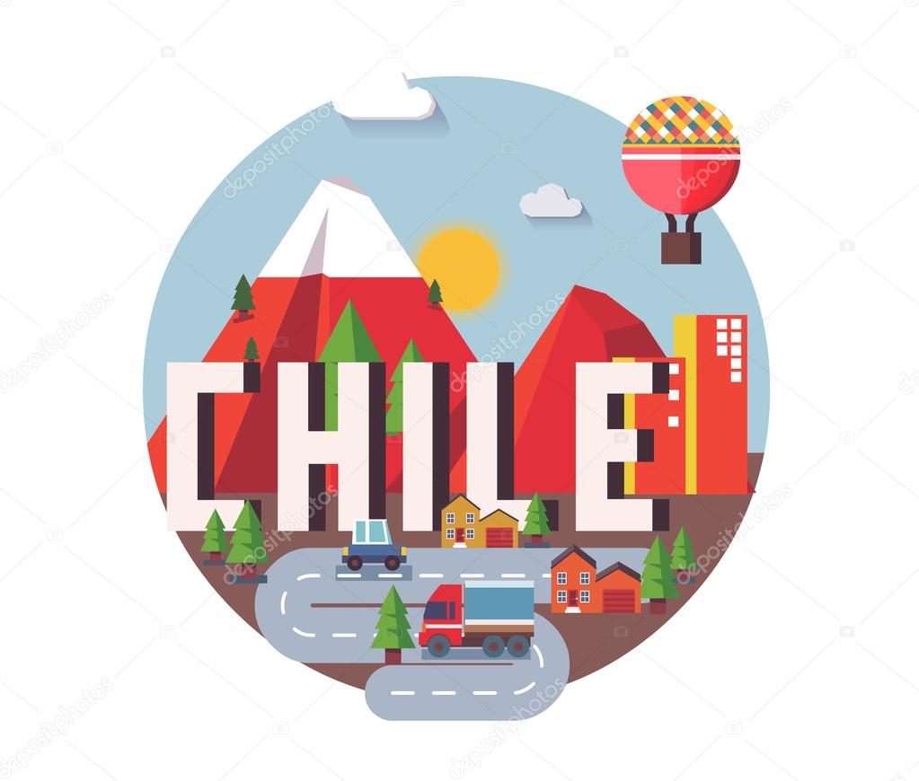 Chile hermoso país en el mundo Vector de stock por ©sukmaraga 109505362