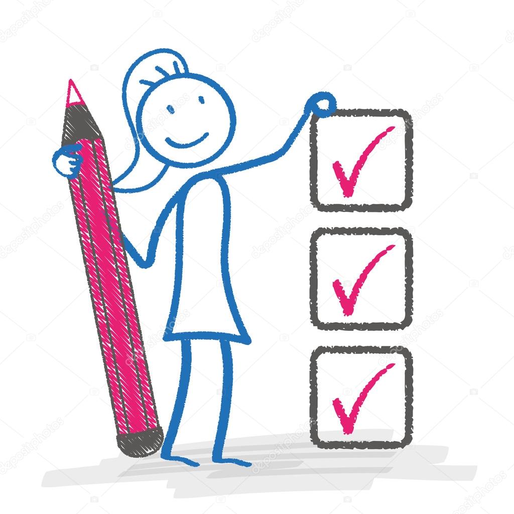 Stickwoman with pencil and checklist Stock Vector Image by ©limbi007 ...