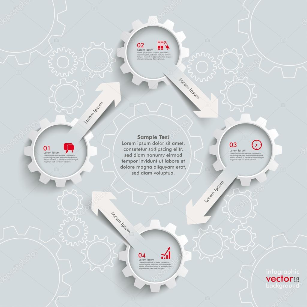 4 White Gears 4 Arrows Cycle Stock Vector by ©limbi007 72570199