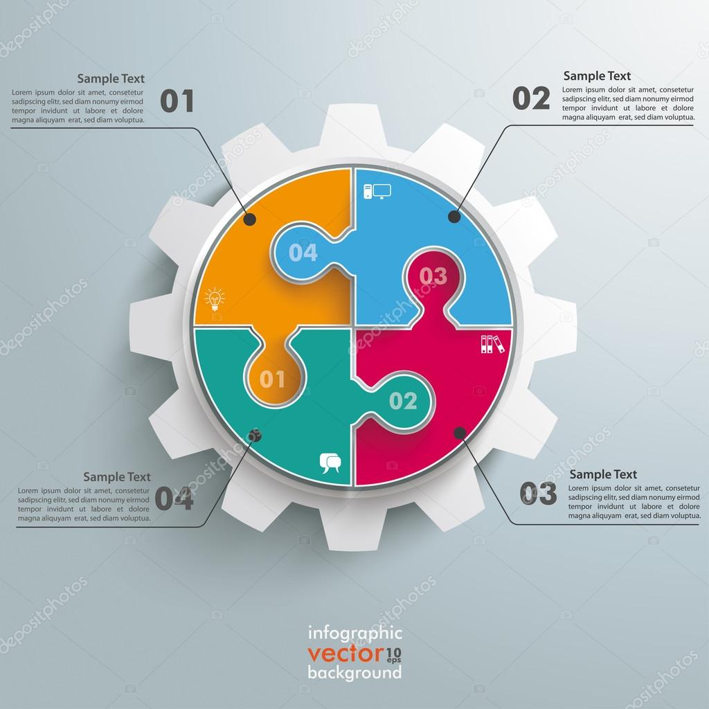 Infograf a de engranajes de rompecabezas de c rculo de colores 2024