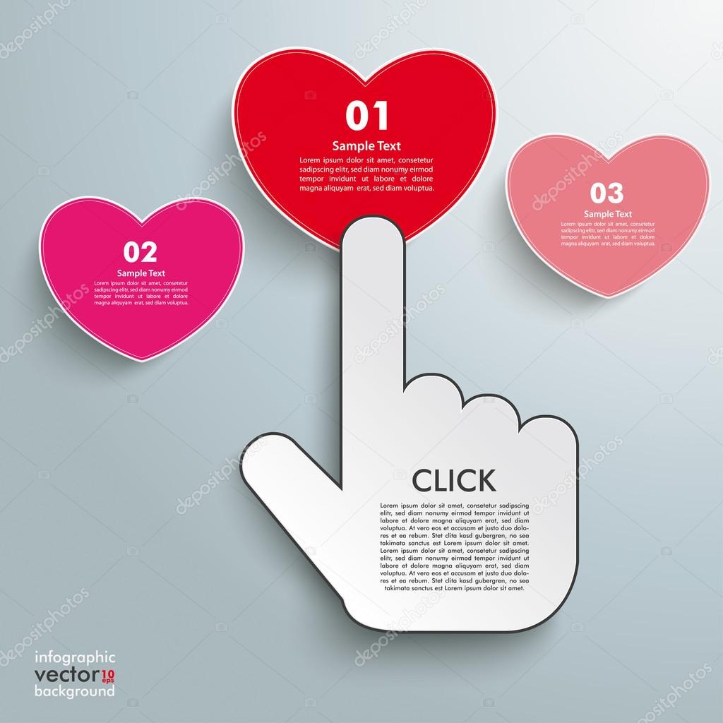 Mouse Cursor Click Hand 3 Hearts Stock Vector by ©limbi007 72583879