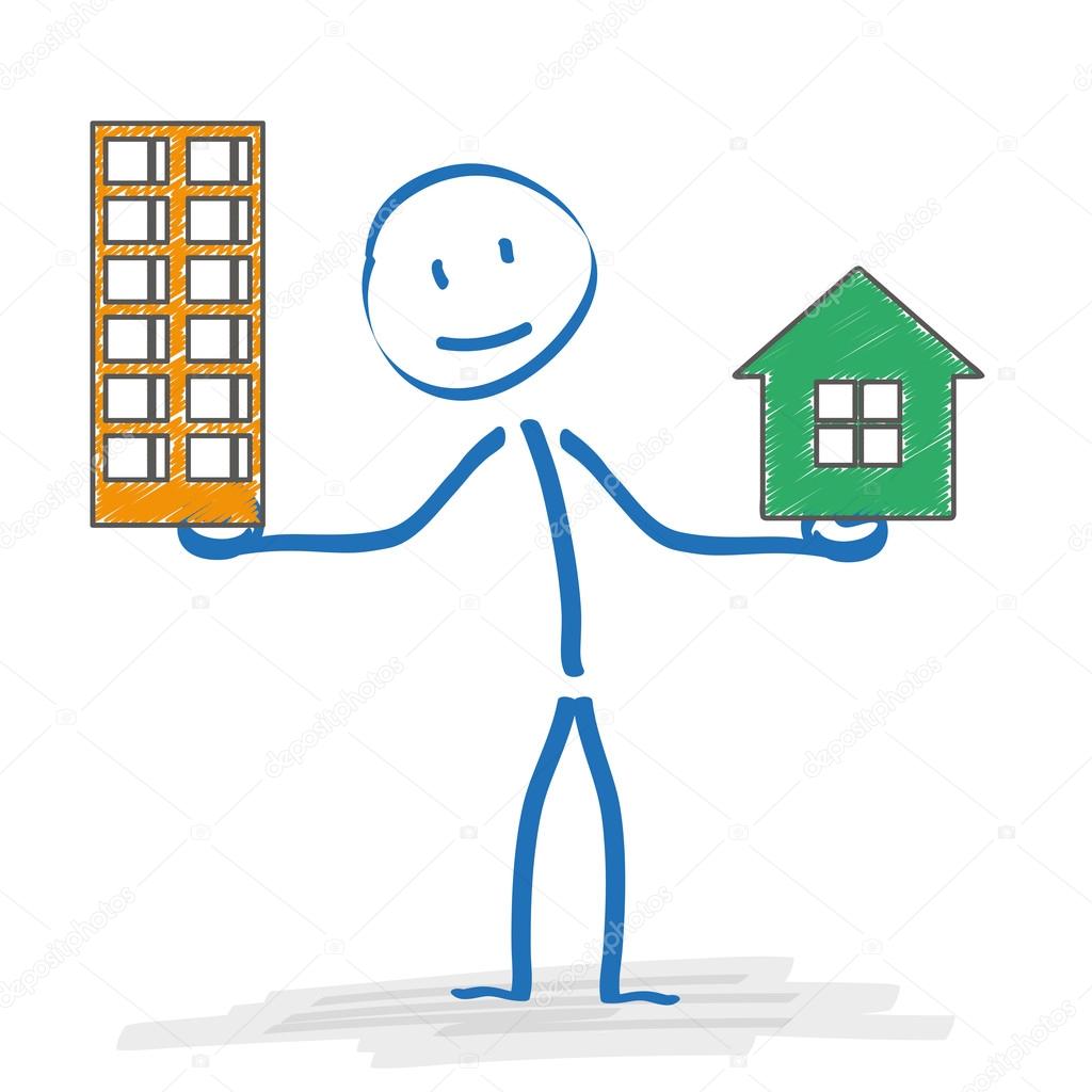Stickman with house and apartment Stock Vector by ©limbi007 72586981