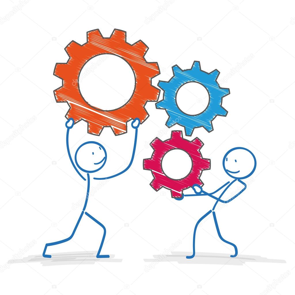 Stickman 3 Colored Gears Stock Vector by ©limbi007 72588173