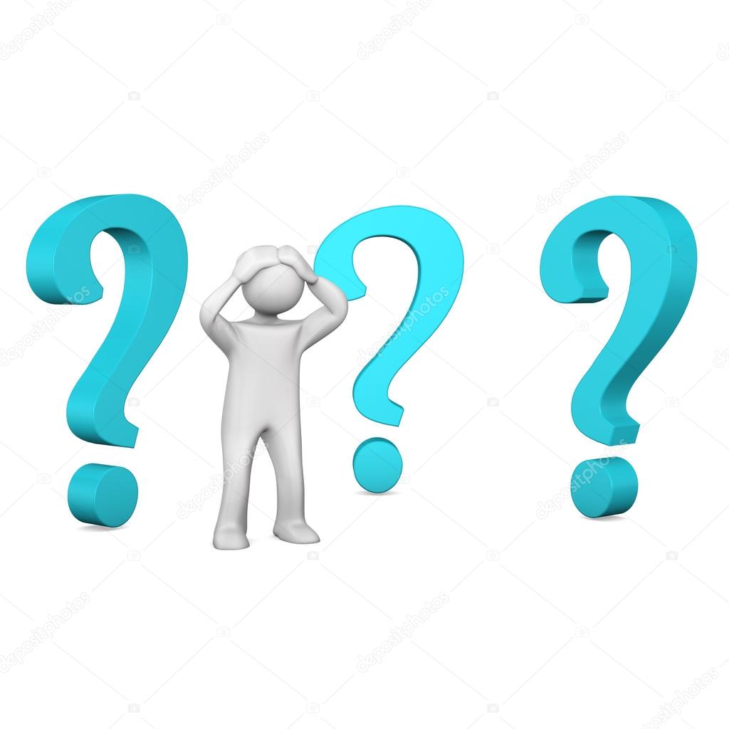 Personaje de dibujos animados con preguntas: fotografía de stock ...