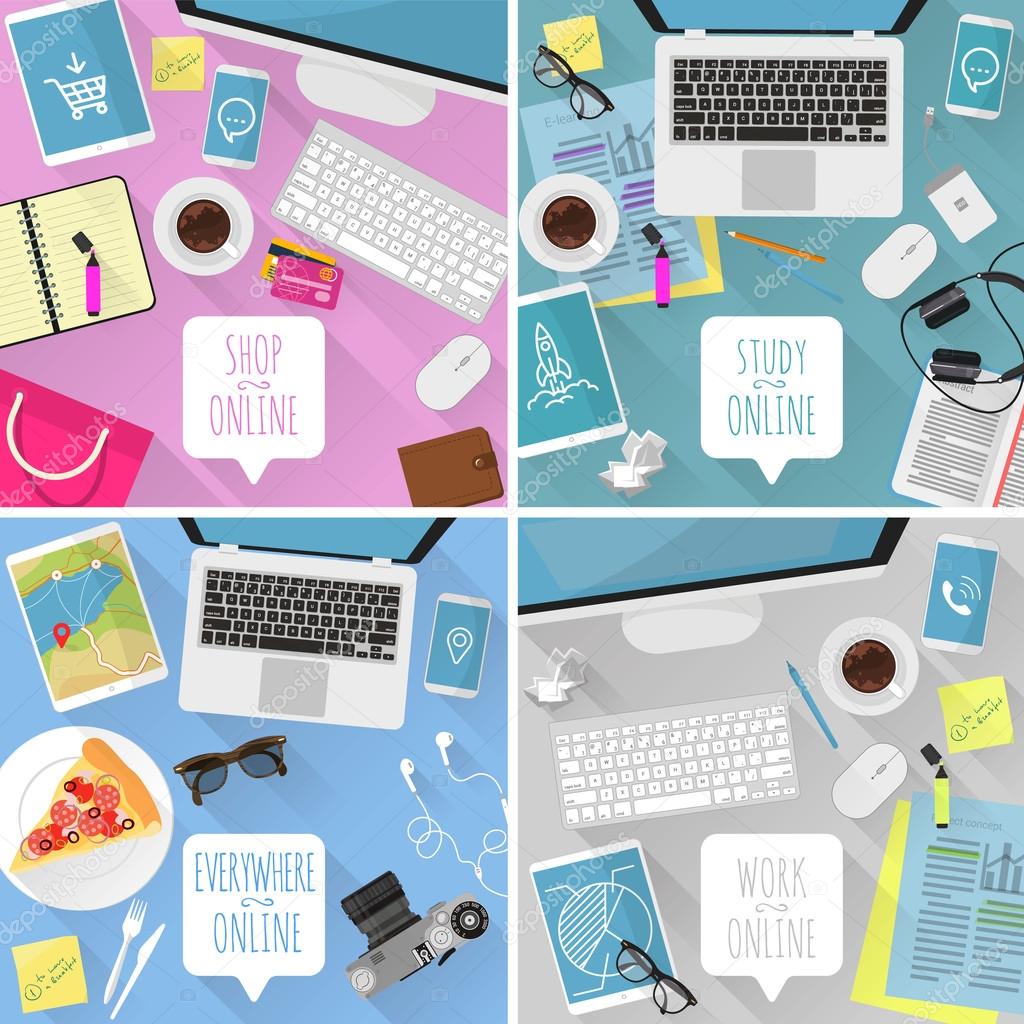 Online activities templates set Stock Vector Image by ©mustahtar #121686860