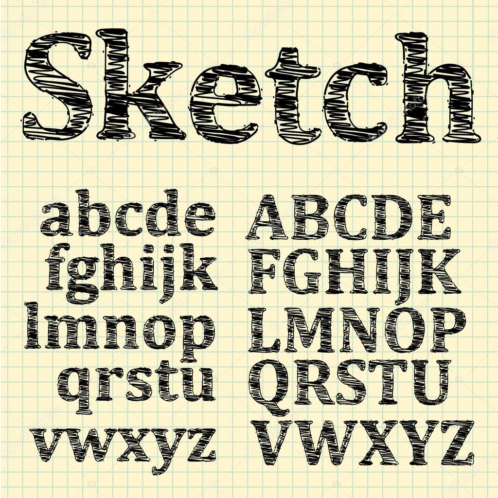 Sketch Alphabet font set Stock Vector by ©mustahtar 121686922